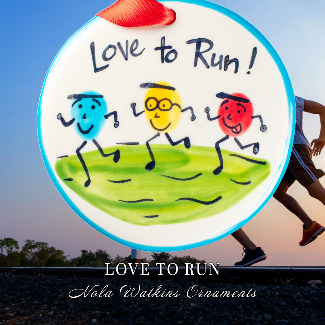 Love To Run Ornament | Hand-Painted Runner Gift | Nola Watkins