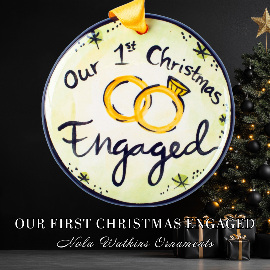 Our First Christmas Engaged Ornament | Hand-Painted Couple Keepsake ...